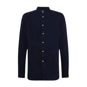 Kiton Marineblaues Hemd mit Mandarin-Kragen - - Shirts - Herren - Blau - 2XL