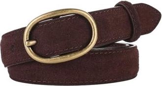 Generic Ceinture en cuir de vache v&eacute;ritable pour femme, boucle ardillon &eacute;l&eacute;gante en m&eacute;tal, parfaite pour les jeans et les robes, marron, taille unique