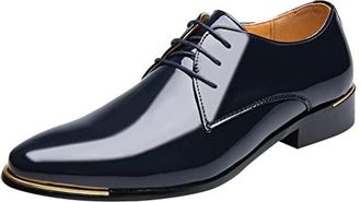 Generic Chaussures habill&eacute;es en cuir verni pour homme - Mocassins &agrave; lacets - Bout pointu - Mocassins classiques et &eacute;l&eacute;gants pour la marche au travail, les f&ecirc;t