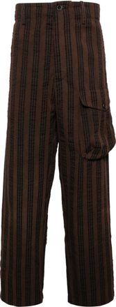 Uma Wang Baggy-Hose mit Längsstreifen - Braun
