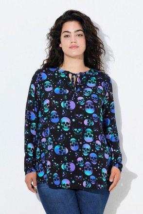 Angel Of Style Longbluse Bluse A-Linie Totenk&ouml;pfe Langarm