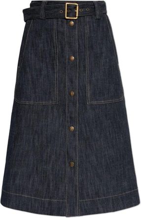 Moncler Femme, Jupes, Bleu, Taille: 36 FR Jupe en jean longueur genou