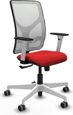 Piqueras y Crespo B&uuml;rostuhl, rot, mit wei&szlig;en und schwarzen Armlehnen, h&ouml;henverstellbare Lendenwirbelst&uuml;tze, ausgestattet mit 3 Positionen und Schaumstoff. Wei&szlig;/Rot