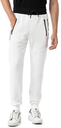 Cipo & Baxx Herren Jogginghose CR160 Ecru - Bequeme Freizeithose mit sportlichem Schnitt funktionalen Taschen & modischem Design f&uuml;r Alltag, Sport und Streetwear 