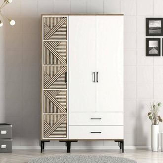 Dmora Kleiderschrank 3 T&uuml;ren Avior 120x47,5 cm Braun 5 Regale