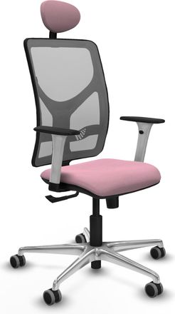 Piqueras y Crespo Computerstuhl Rosa mit wei&szlig;en und schwarzen Armlehnen, h&ouml;henverstellbare Lendenwirbelst&uuml;tze und festes Kopfteil, ausgestattet mit 3 Positionen, Grau/R