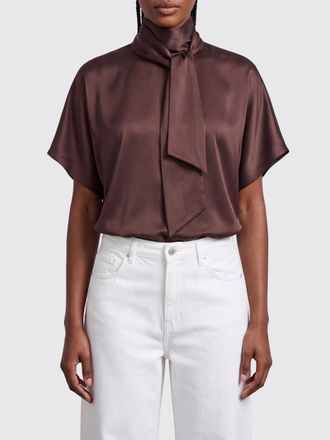 Brunello Cucinelli Seidenbluse mit Schluppe und kurzen &Auml;rmeln