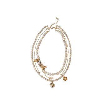 Twinset Halskette mit Strass und Blumen - - Accessories - Damen - Gelb - ONE SIZE