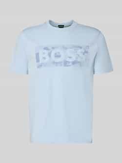 HUGO BOSS Regular Fit T-Shirt aus Baumwoll-Mix Modell TS_GLOBE LOGOPATTERN