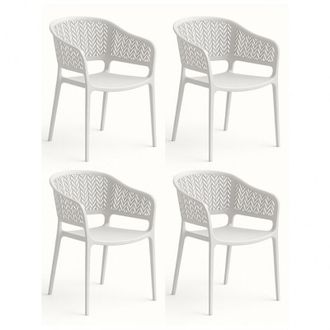 PEGANE Pegane - Lot de 4 chaises de jardin empilables en r&eacute;sine coloris blanc - Longueur 59 x Profondeur 56 x Hauteur 79 cm