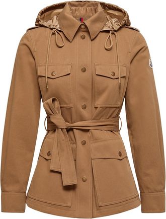 Moncler Moncler Veste Militaire &Agrave; Capuche En Gabardine Centaurea, Femme, Marron, Taille: 00