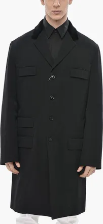 Maison Margiela MM0 Mantel aus Wollmischung mit Klappentaschen und Kragen aus Velours Maison Margiela