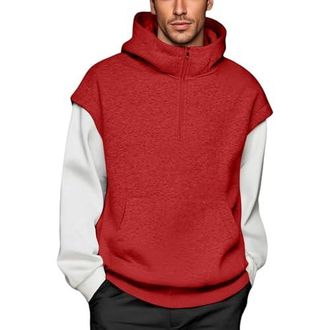 Generic Sweat &agrave; capuche surdimensionn&eacute; deux pi&egrave;ces avec fermeture &eacute;clair pour homme - Sweat &agrave; capuche &agrave; manches longues avec poche - Couleurs contrast&eacute;es - V&ecirc;