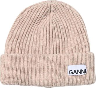 Ganni Femme, Accessoires, Beige, Taille: ONE Size Bonnet en maille côtelée