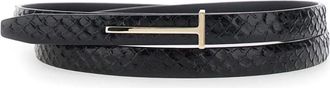Tom Ford Femme, Accessoires, Noir, Taille: 80 CM Ceinture en python imprim&eacute; semi-brillant F/C