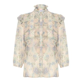 Saint Tropez Blouse Imprim&eacute;e - Femme - Blouses et Chemises - Beige - Taille: 36 FR