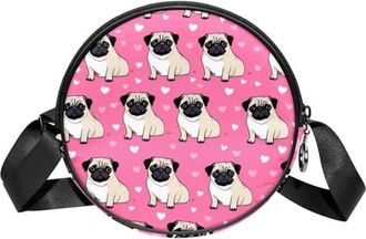 Generic Petit sac &agrave; bandouli&egrave;re circulaire pour femme, petit sac &agrave; bandouli&egrave;re avec fermeture &eacute;clair, bretelles r&eacute;glables, sac &agrave; main rond d&eacute;contract&eacute; pour fe