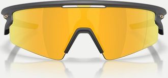 Oakley Sphaera Strike - Lunettes de soleil rectangulaires &agrave; verres miroir polaris&eacute;s dor&eacute;s - Noir mat