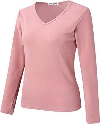 Generic Vetement Femme Pas Cher - Femmes Col Rond Polaire Doubl&eacute; Thermique Sous-V&ecirc;tement Thermique Hauts Minces &Agrave; Manches Longues Chemises Thermiques Hauts DH