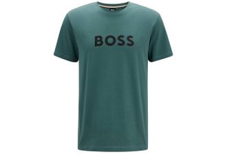 BOSS T-Shirt Sun UV Protection (1-tlg) Herren Beach Shirt aus reiner Baumwolle mit gro&szlig;em Logo-Print