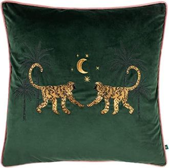 furn. Wylder Tropics Dusk Monkey Kissen, Polyester, gef&uuml;llt, Smaragd, quadratisch