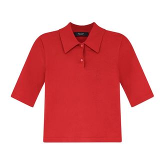 Gucci Feines Seidenstrick-Polo - - Tops - Damen - Rot - L
