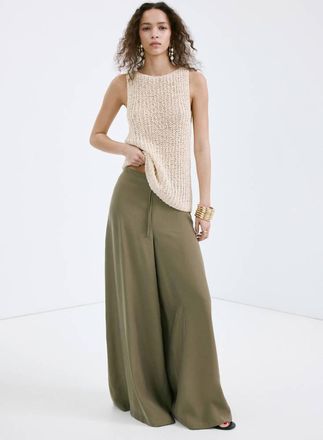 Mango Pantalon Wideleg taille haute kaki - Femme - XS - MANGO