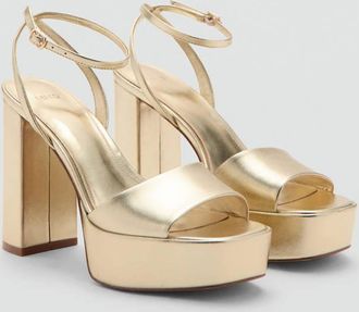 Mango Sandales talon effet m&eacute;tallis&eacute; or - Femme - 35 - MANGO