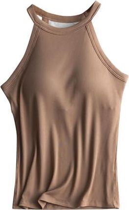 Generic D&eacute;bardeur de sport pour femme - Avec soutien-gorge int&eacute;gr&eacute; - Dos nageur - En coton - Sans manches - Coupe ajust&eacute;e - Respirant - Cami - Moderne - &Eacute;l&eacute;ga