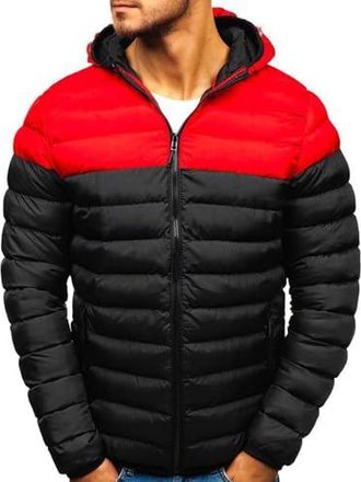 Generic MEIbax Doudoune Homme Veste hiver Doublure polaire Regular Fit Hiver Chaud Legere Matelass&eacute;e &Agrave; Capuche Poches Zipp&eacute;es pour Automne Mi Saison Daily Spo