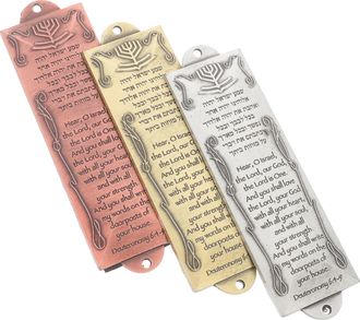 BESPORTBLE MUCKLILY 3 St&uuml;ck Teiliges Metall Mezuzah Vintage Religi&ouml;ses T&uuml;rornament J&uuml;dische Heilige Schriftrolle Dekorative Wohnkultur Geschenk in Violett Silber