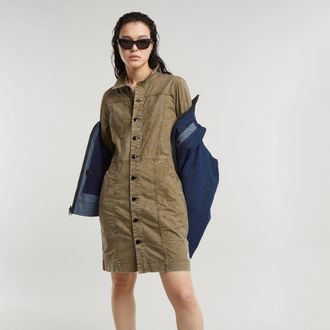G-Star Button Through Kleid - Gr&uuml;n - Damen