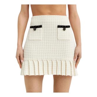 Self Portrait Gestrickter Minirock mit Pailletten - - Skirts - Damen - Wei&szlig; - M