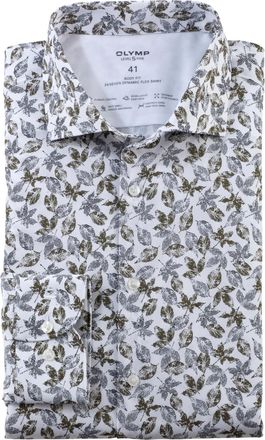 Olymp Herren Oberhemd Langarm Level Five 24/Seven,Rotationsdruck auf Uni,24/7 - Level 5,01 Kent-Kragen,Oliv 47,46