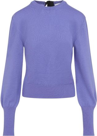 Lanvin Femme, Pulls, Violet, Taille: 36 FR Pull T-shirt en laine avec d&eacute;tail gros-grain