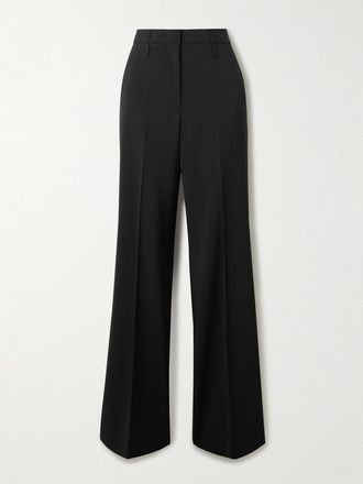 Sportmax Pantalon Large En Laine Grain De Poudre - Noir