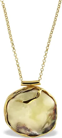 Obsidian collier à pendentif serti de pierre - Or