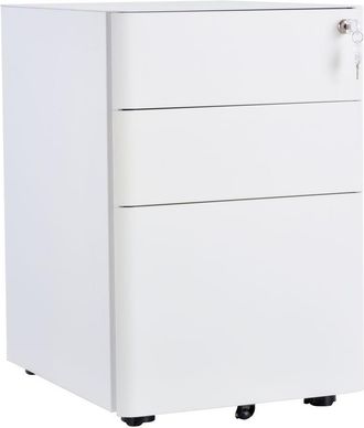 HOMCOM Homcom - Caisson de bureau rangement bureau sur roulettes 3 tiroirs coulissants verrouillables trieur à dossiers dim. 39L x 48I x 59H cm acier gris