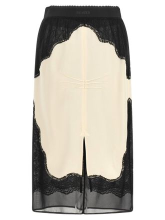 The Attico Lace Insert Skirt - Ivory