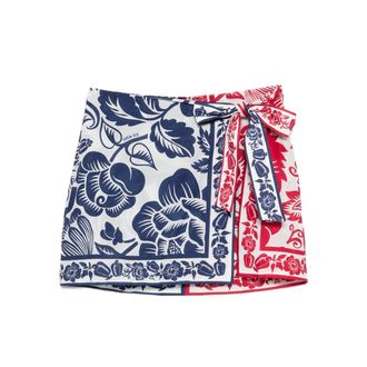 Farm Rio Floral-print Tie Skirt