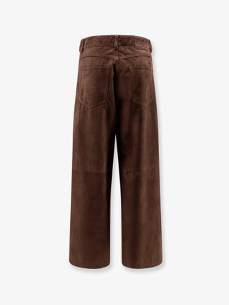 Max Mara Womens Suede Trousers Brown Leather