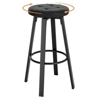 Woltu Tabouret de Bar avec Si&egrave;ge Similicuir Pivotant &Oslash;35,5cm, Tabouret &agrave; 4 Pieds en M&eacute;tal, Tabouret Haut avec Repose-Pieds pour Salle &agrave; Manger, Cuisine, Caf