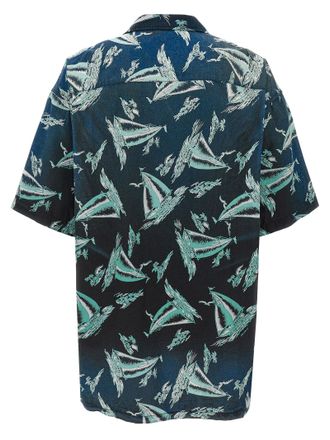 Miharayasuhiro Mens Blue Rayon Blouse