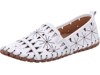 Gemini 031225-02 Damen Schuhe Ballerinas Slipper Mokassins Leder, Gr&ouml;&szlig;e:42 EU, Farbe:Wei&szlig;