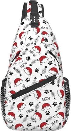 Generic Chapeau De P&egrave;re No&euml;l En Forme De Patte De Chat Et DAr&ecirc;te De Poisson Sac &Agrave; Bandouli&egrave;re L&eacute;ger Sacoche Epaule Antivol Sac Banane Pour Camping Excursion S