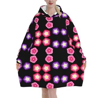 Generic Couverture &agrave; capuche surdimensionn&eacute;e avec 3 fleurs color&eacute;es pour hommes, adolescents, femmes, polaire sherpa