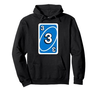 Uno Halloween Blue 3 Karte Pullover Hoodie
