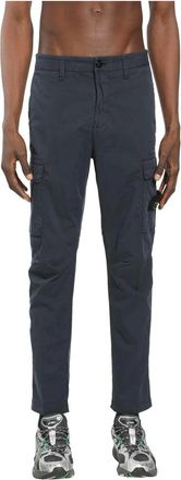 Stone Island Homme, Pantalons, Bleu, Taille: W33 Pantalon Cargo en Twill de Coton Stretch