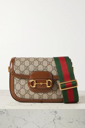 Gucci Horsebit 1955 Mini Schultertasche Aus Beschichtetem Canvas Mit Print Und Lederbes&auml;tzen - Braun