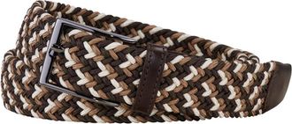 Tom Rusborg Elastischer Flechtg&uuml;rtel mit Leder-Details im Farbmix in